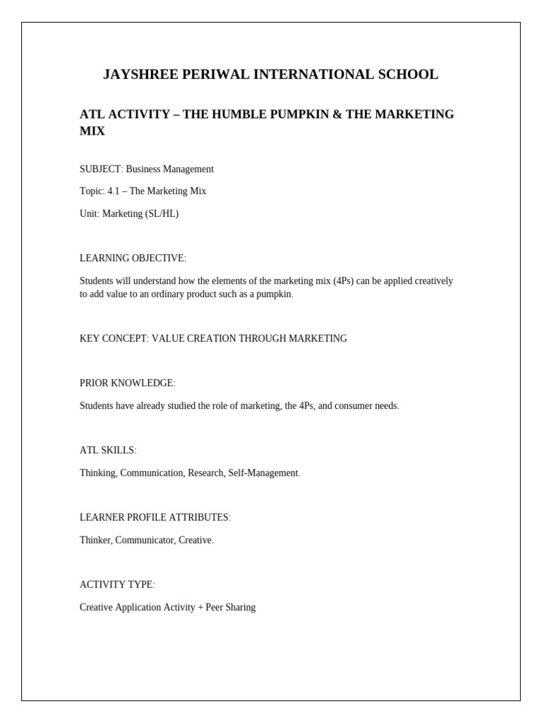 ATL Pumpkin Activity | PDF
