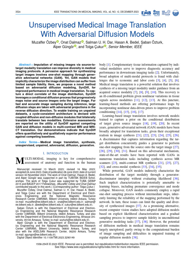 Unsupervised Medical Image Translation With Adversarial Diffusion ...