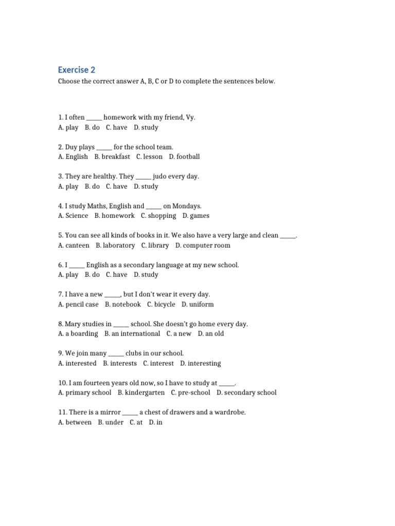 English Grammar Exercise Quiz | PDF