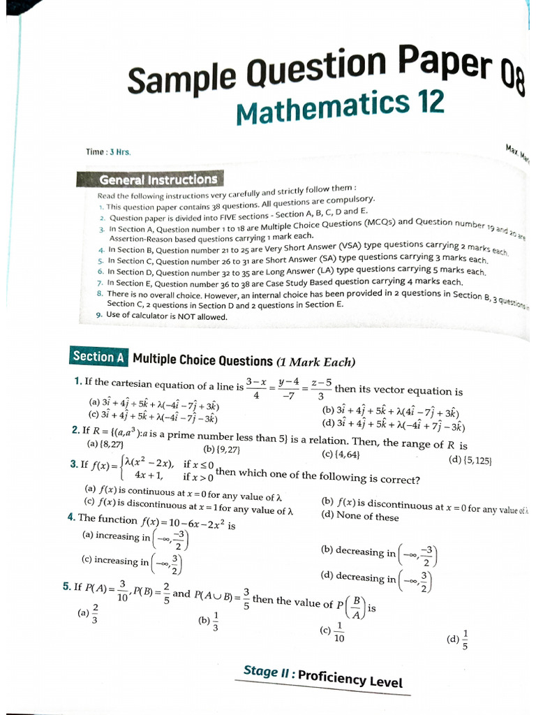 Sample Paper 8 | PDF