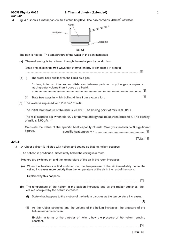 IGCSE 2. Thermal Physics Y23 | PDF