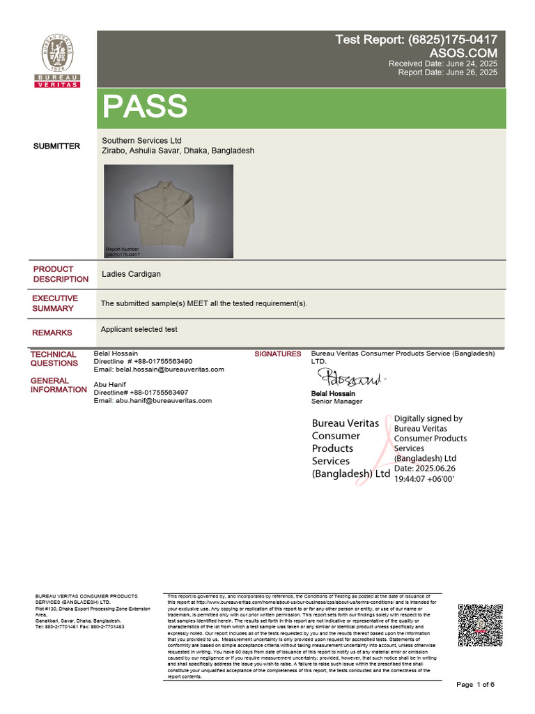 KT10611 - Base Test Report | PDF | Textiles