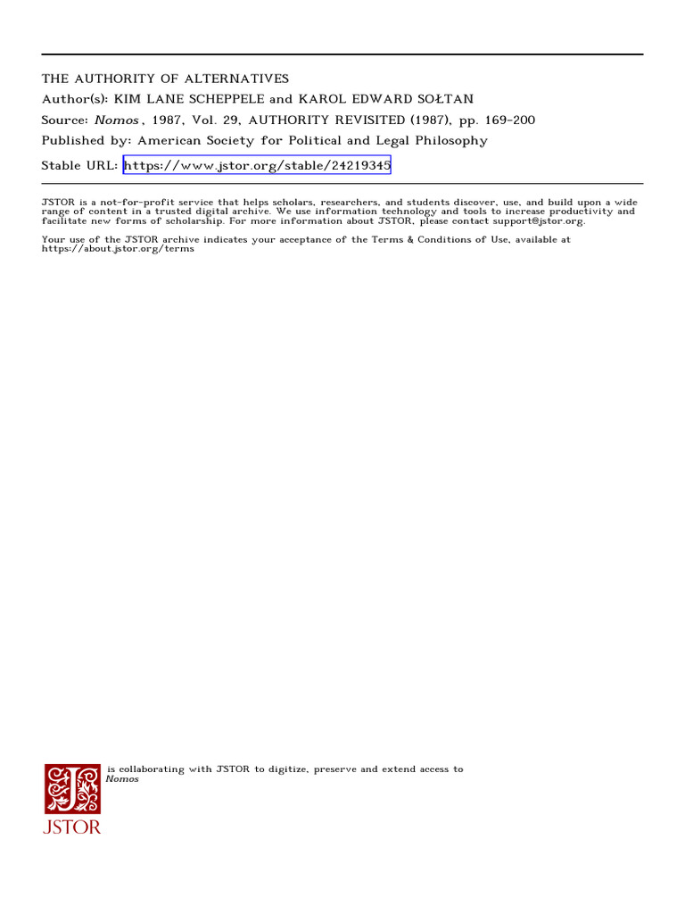 Scheppele Authorityalternatives 1987 2 | PDF | Reason | Precedent