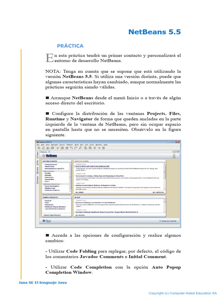 Configuración de NetBeans 5.5 para Java | PDF