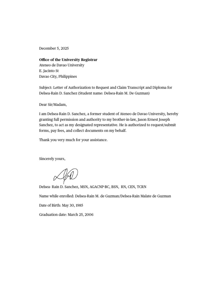Authorization for Transcript Request | PDF
