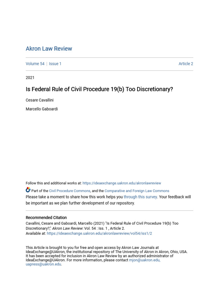 Indispensable Parties Comparison Civil Law and Common Law | PDF ...