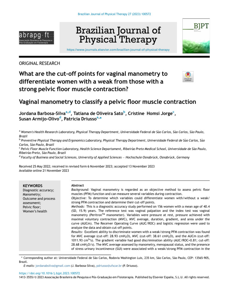 What Are The Cut-Off Points For Vaginal Manometry To Differentiate ...