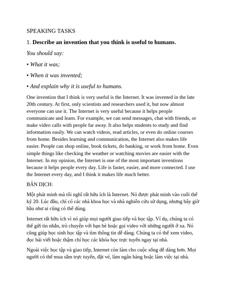 Speaking Tasks (15 Topic) | PDF