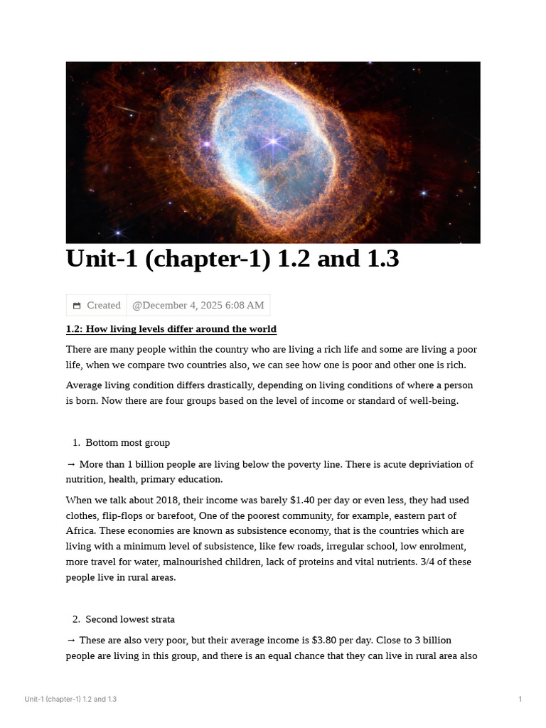 Unit-1 (Chapter-1) 1.2 and 1.3 | PDF | Human Development Index | Economies