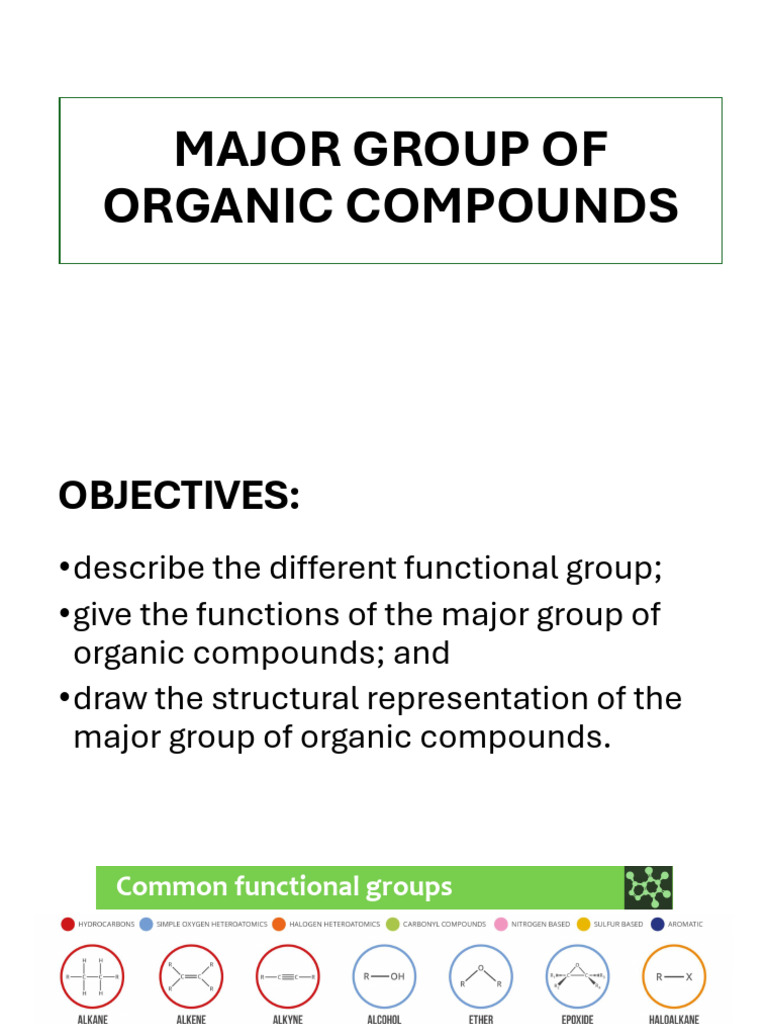5 Functional Group Major Group of Organic Compound | PDF