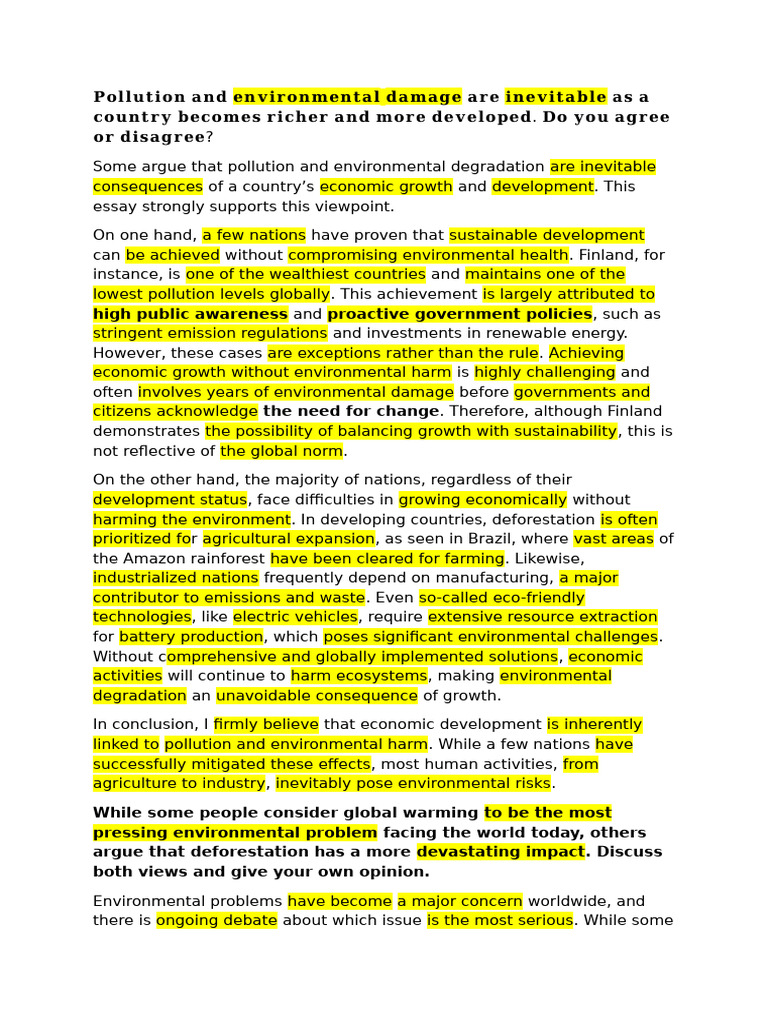 Pollution and Economic Growth Debate | PDF | Climate Change | Deforestation