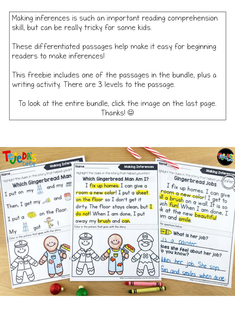 Gingerbread Man Inference Freebie | PDF