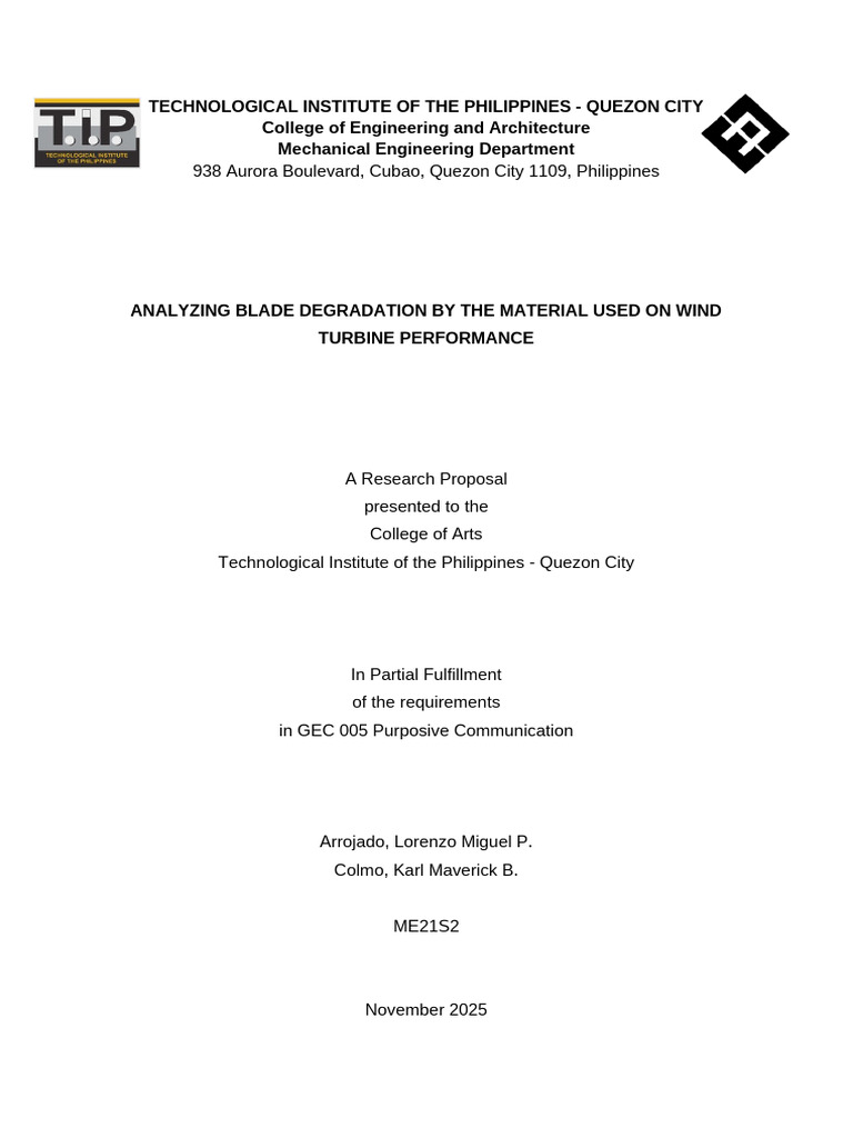 BSMEME21S2 Grp6 FinalDraft 11102025 | PDF | Wind Turbine | Wind Power