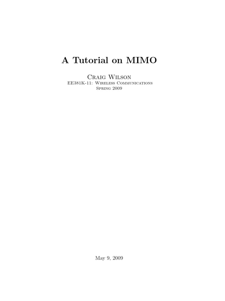 Tutorial On MIMO | PDF | Mimo | Radio Technology