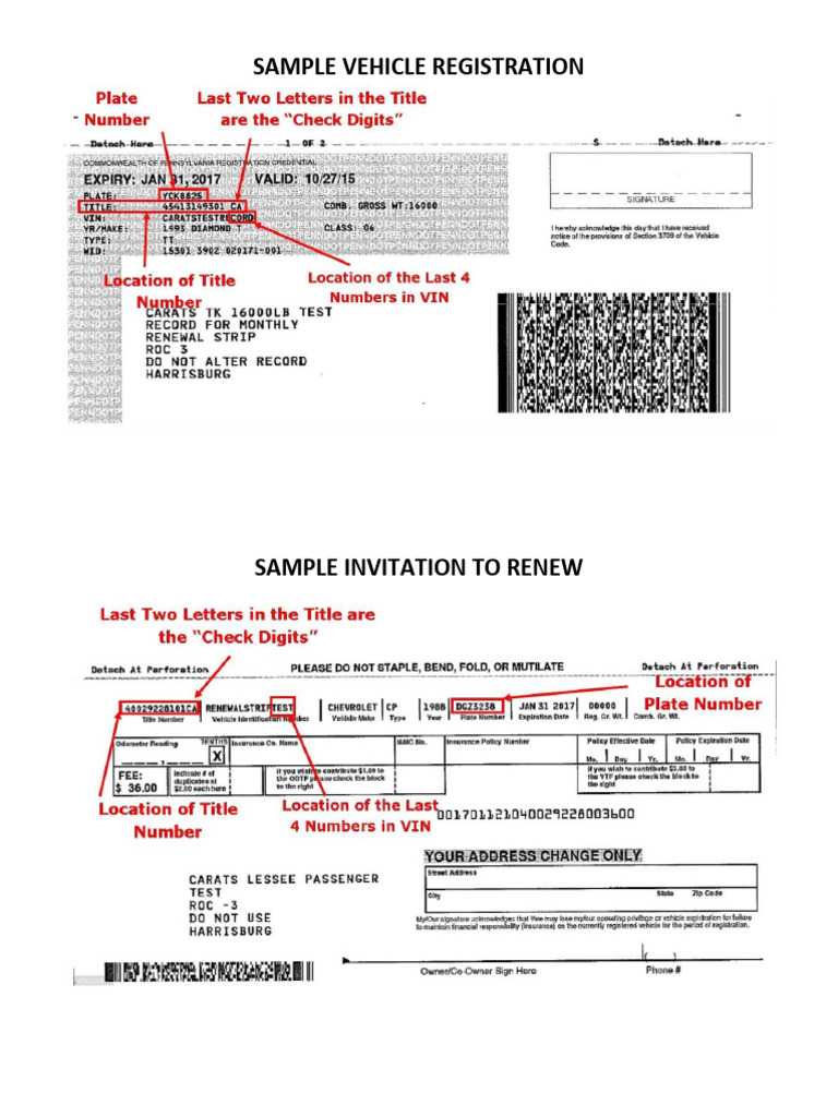 Last Four of Vin-Sample Document | PDF
