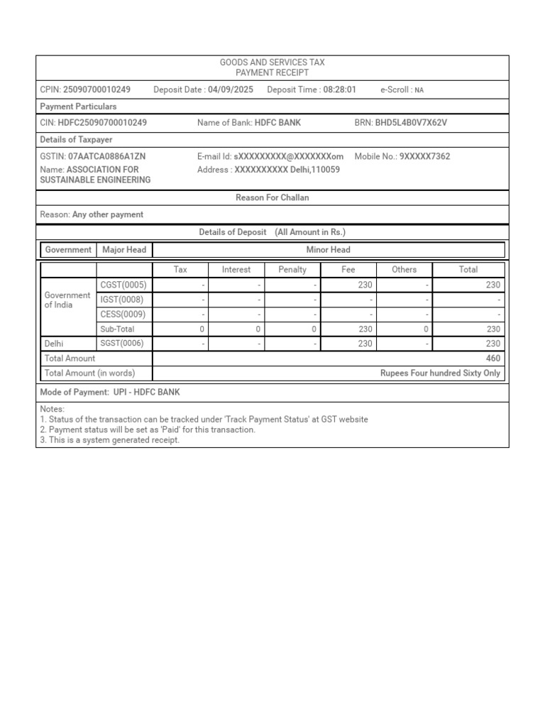GST Challan Receipt | PDF