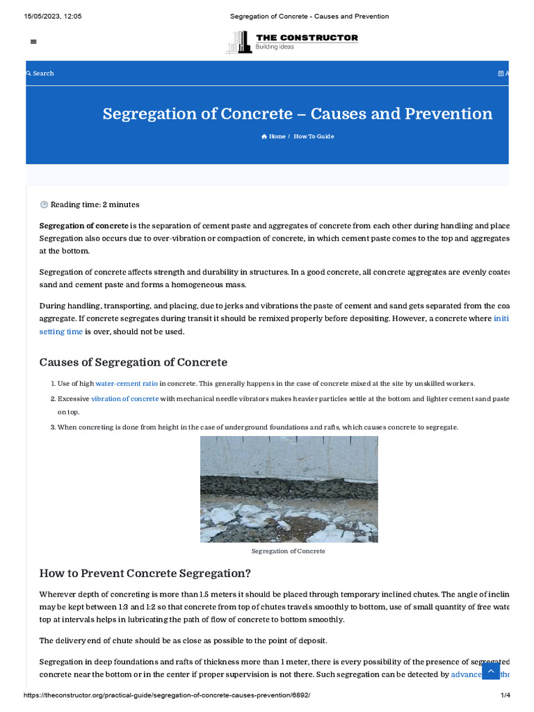 Segregation of Concrete - Causes and Prevention | PDF | Concrete ...
