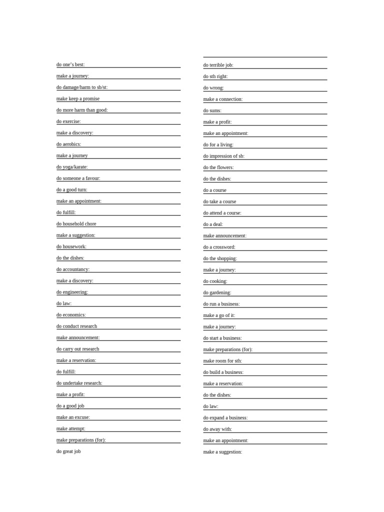 Collocations With DO and MAKE | PDF