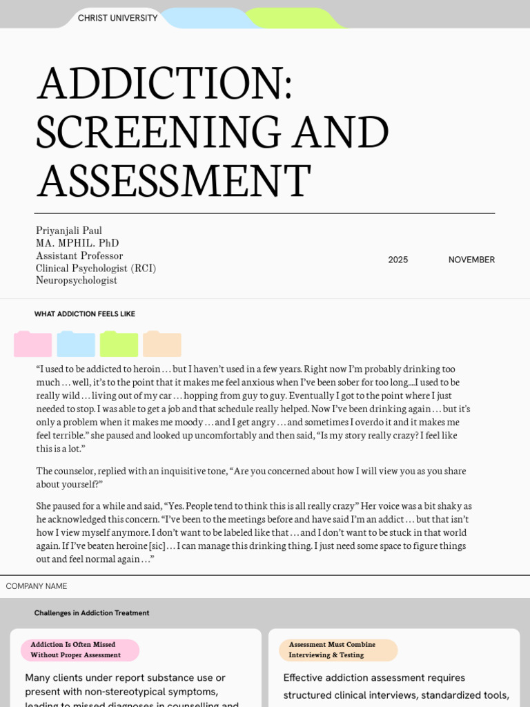 Addiction Screening and Assessment Guide | PDF | Substance Use Disorder ...