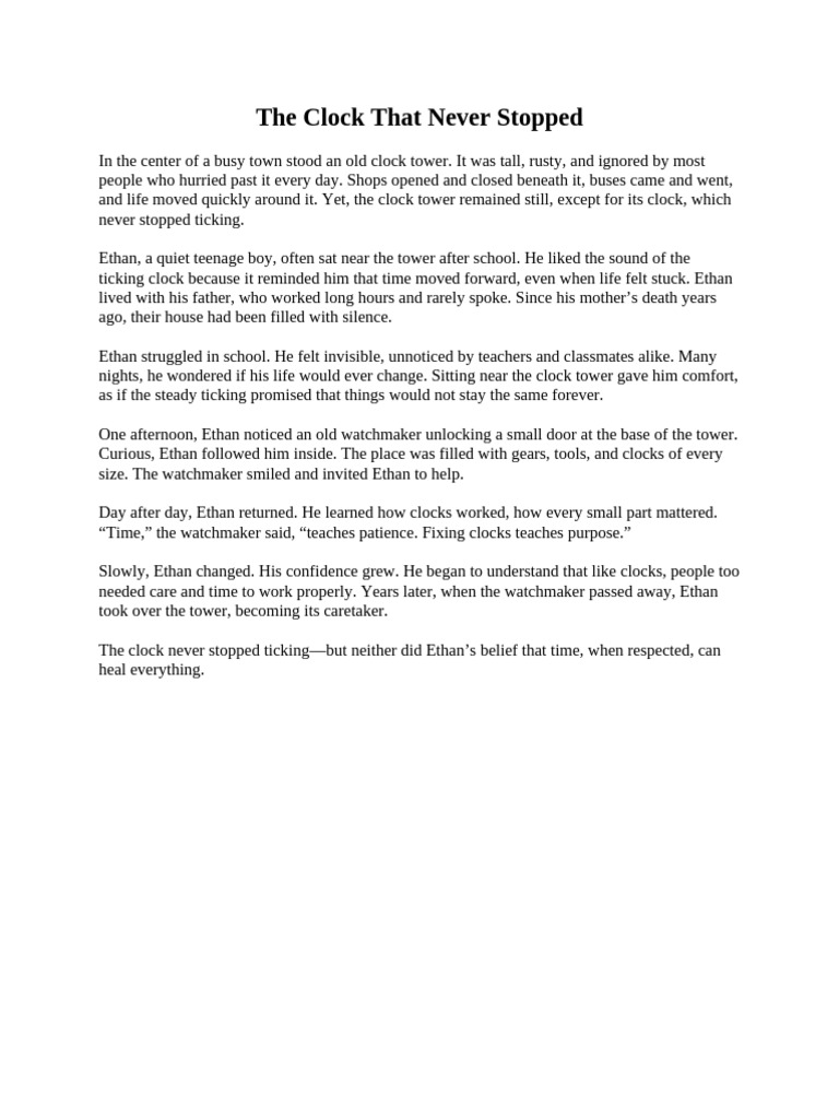 Ethan's Journey with the Timeless Clock | PDF
