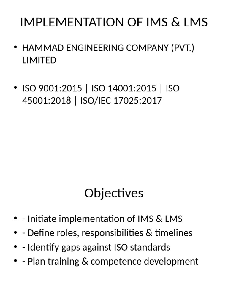IMS LMS Implementation Presentation | PDF