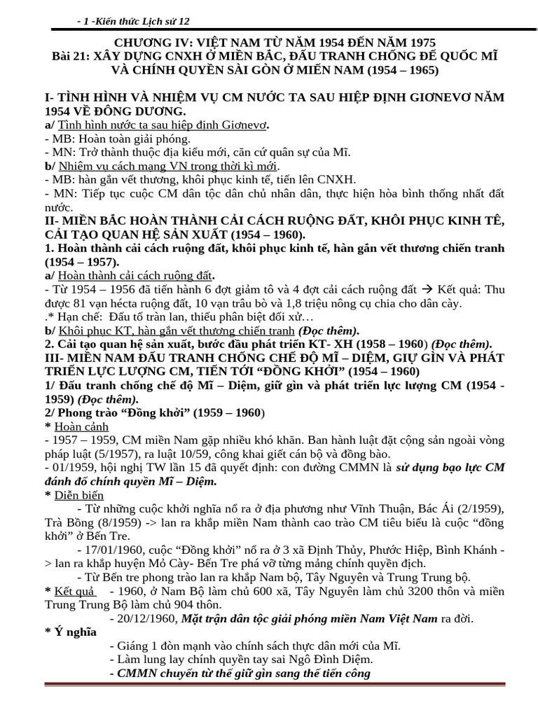 De Cuong Lop 12 - Lich Su | PDF