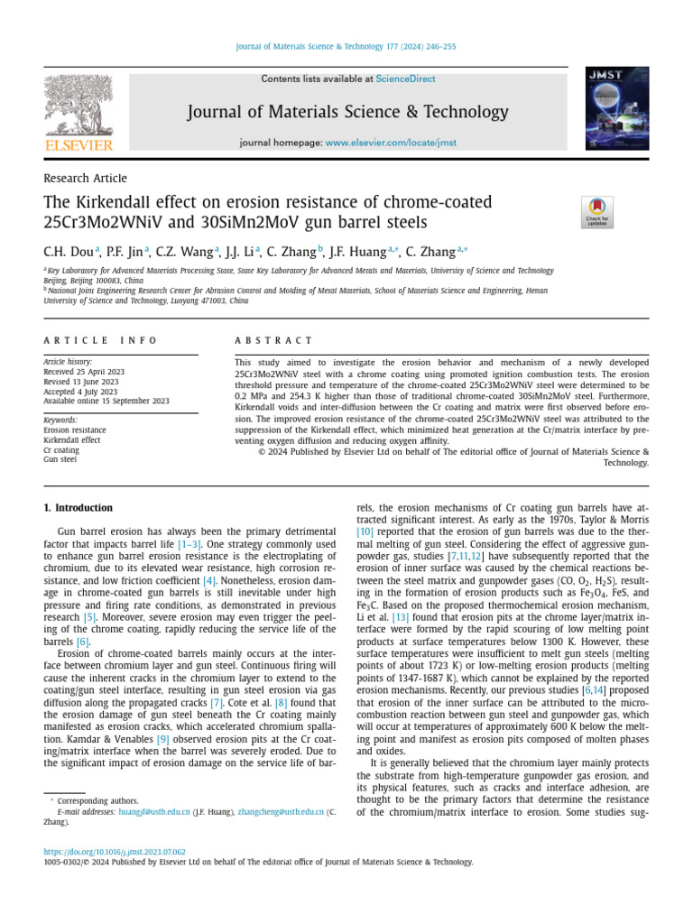 The Kirkendall Effect On Erosion Resistance of Chrome Coated ...