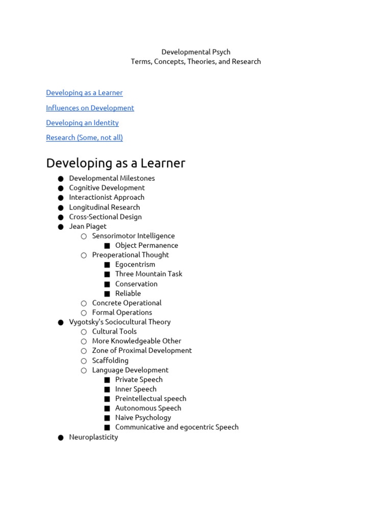 Developmental Vocab_Term List | PDF | Developmental Psychology ...
