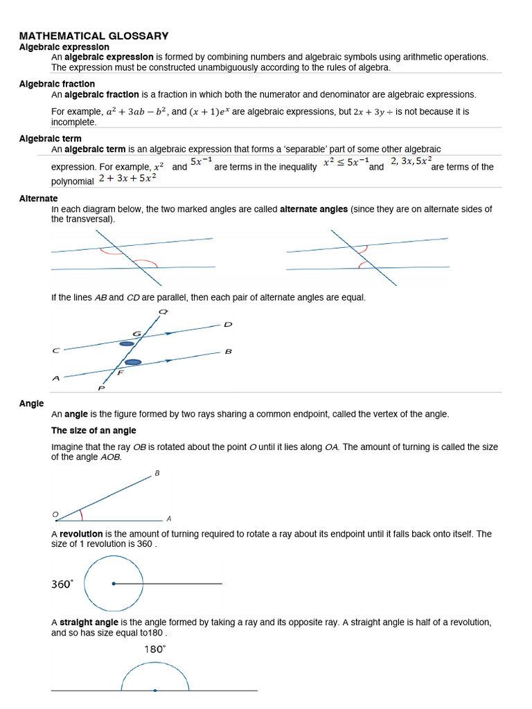 GLOSSARY of Mathematical Terms | PDF | Factorization | Mathematics