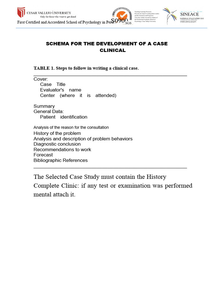 Clinical Case Study Schema | PDF