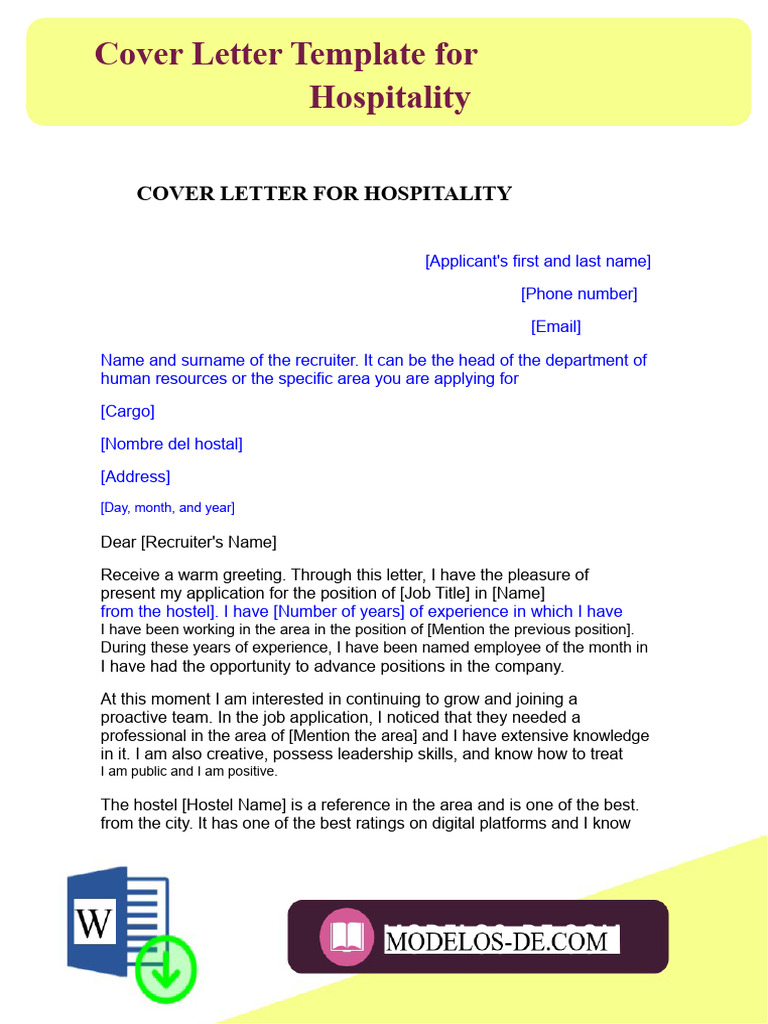 Model Cover Letter For Hospitality 1 1 | PDF
