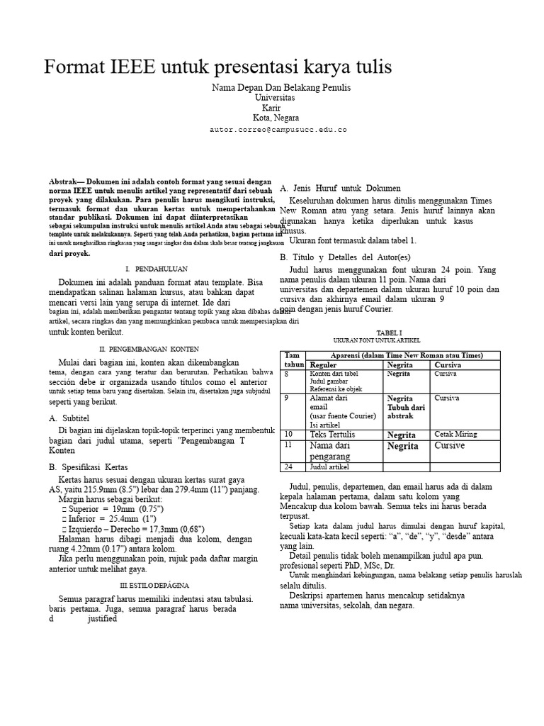 Panduan Format IEEE untuk Artikel | PDF