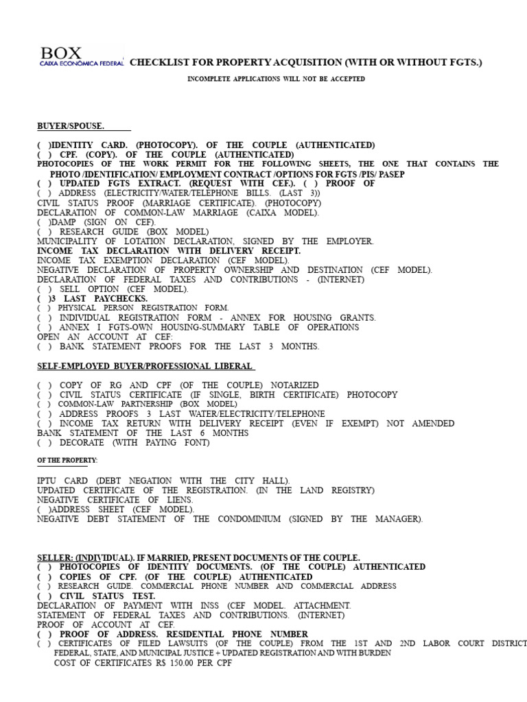 Property Acquisition Checklist Guide | PDF | Identity Document | Taxes