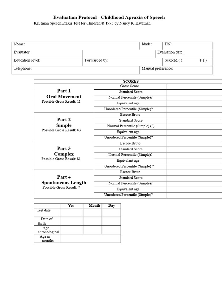 Childhood Apraxia Speech Evaluation Guide | PDF | Syllable | Consonant