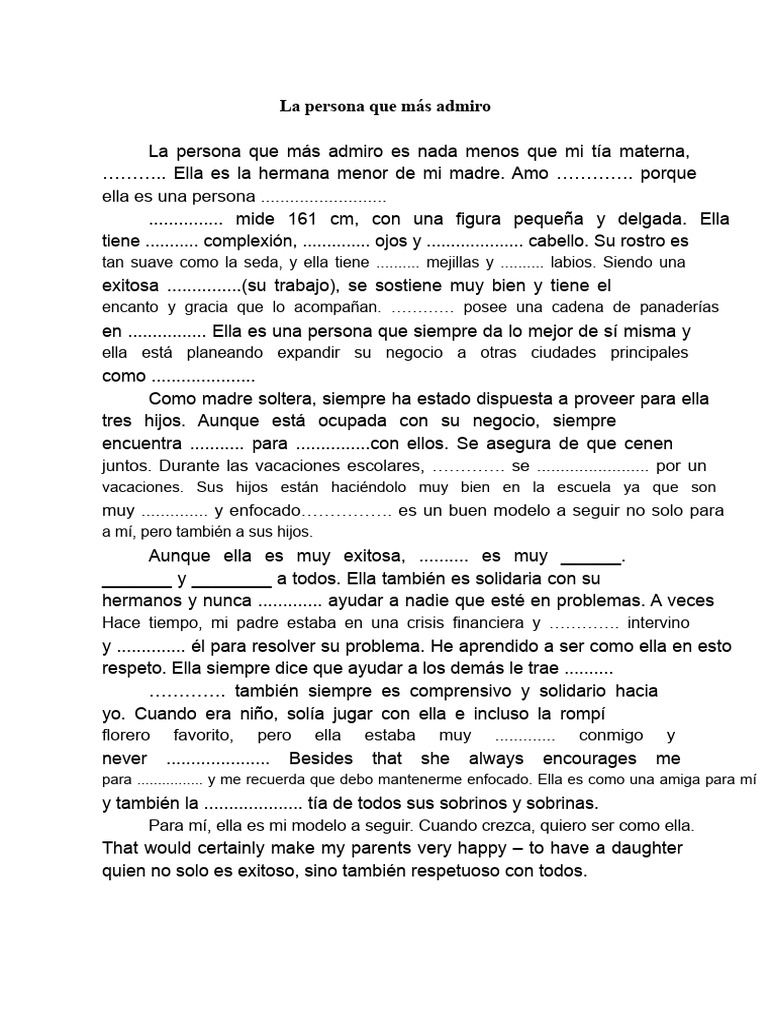 Mi tía, un modelo a seguir | PDF