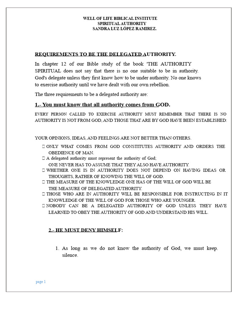 Three Requirements To Be A Delegated Authority | PDF | Aaron | Moses