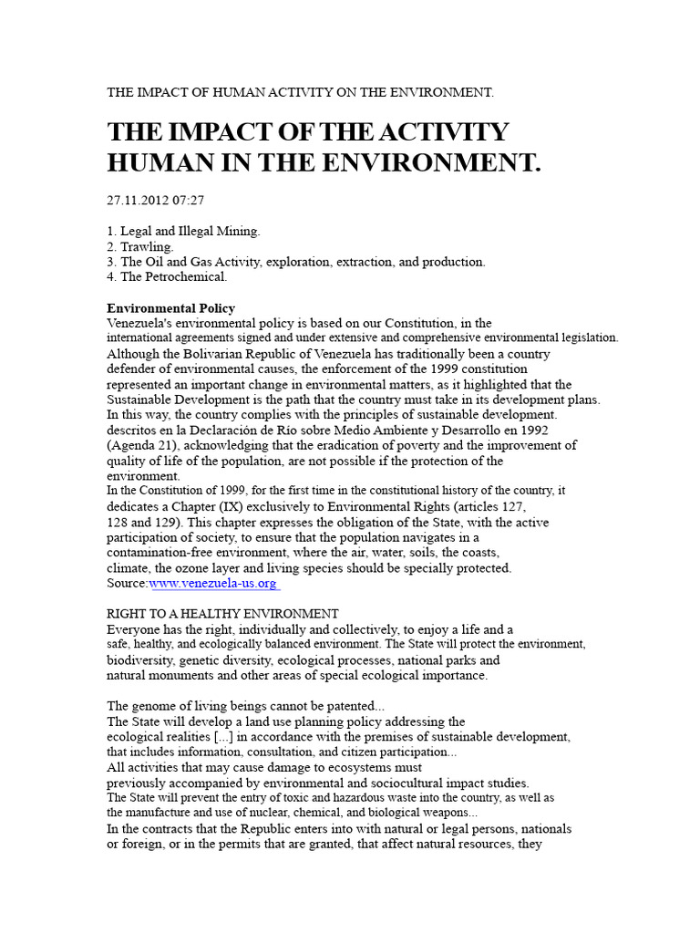The Impact of Human Activity on the Environment | PDF | Trawling | Mining