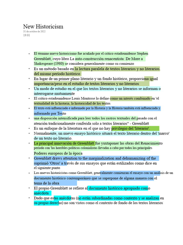 Notas de La Conferencia Sobre El Nuevo Historicismo | PDF | Pensamiento ...