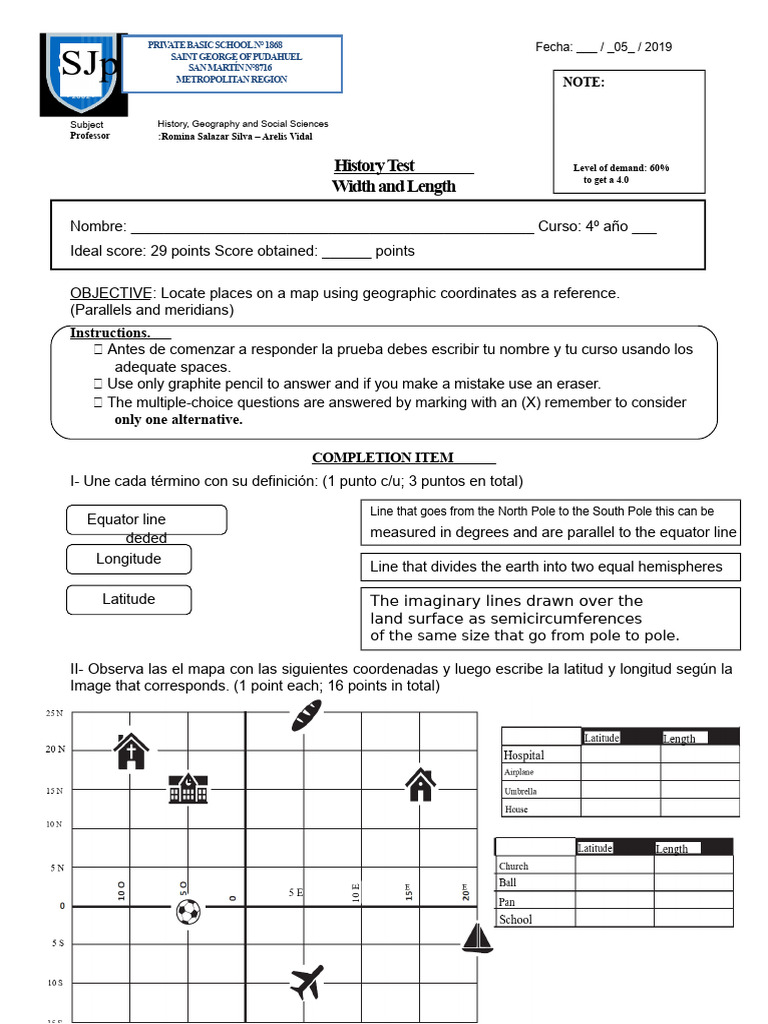 History Test (Latitude and Longitude) | PDF | Latitude | Longitude