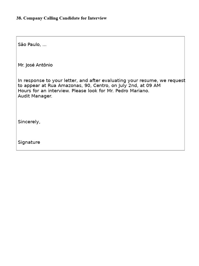 TST - Letter Templates - Company Calling Candidate For Interview | PDF