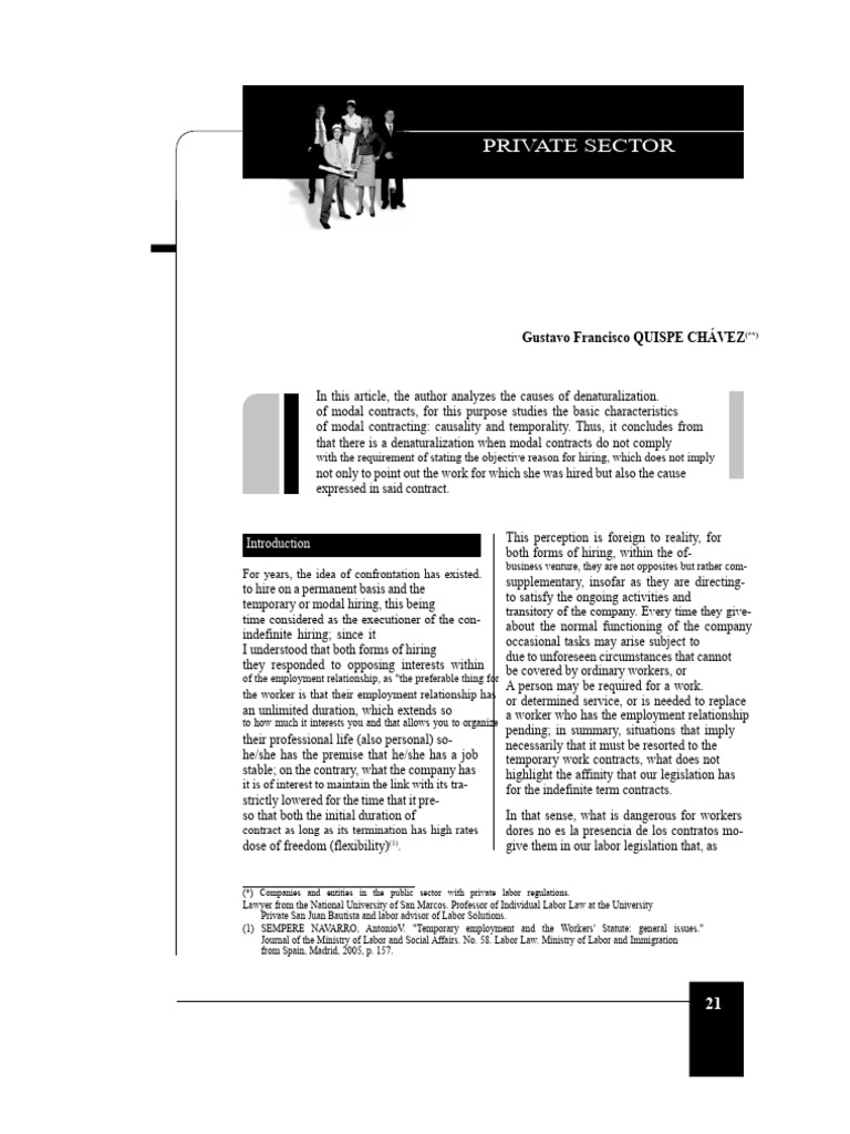 Denaturalization Contracts - Quispe | PDF | Employment | Labour Law