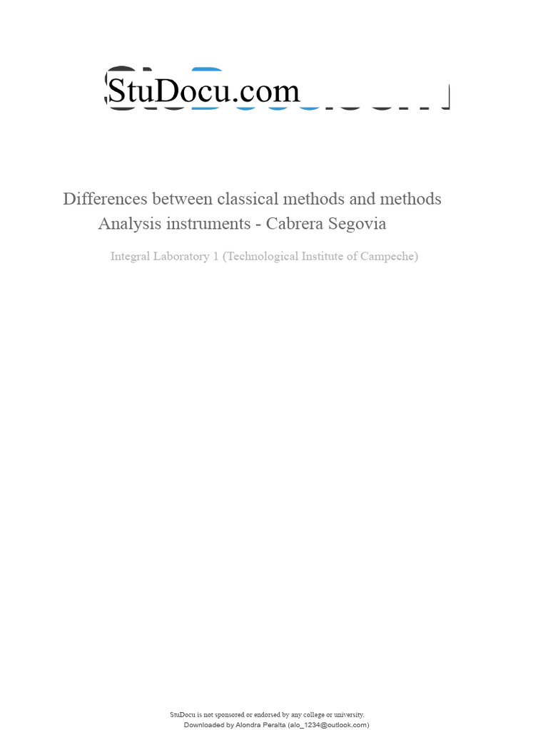 Classical vs Instrumental Analysis Methods | PDF | Mole (Unit) | Atoms