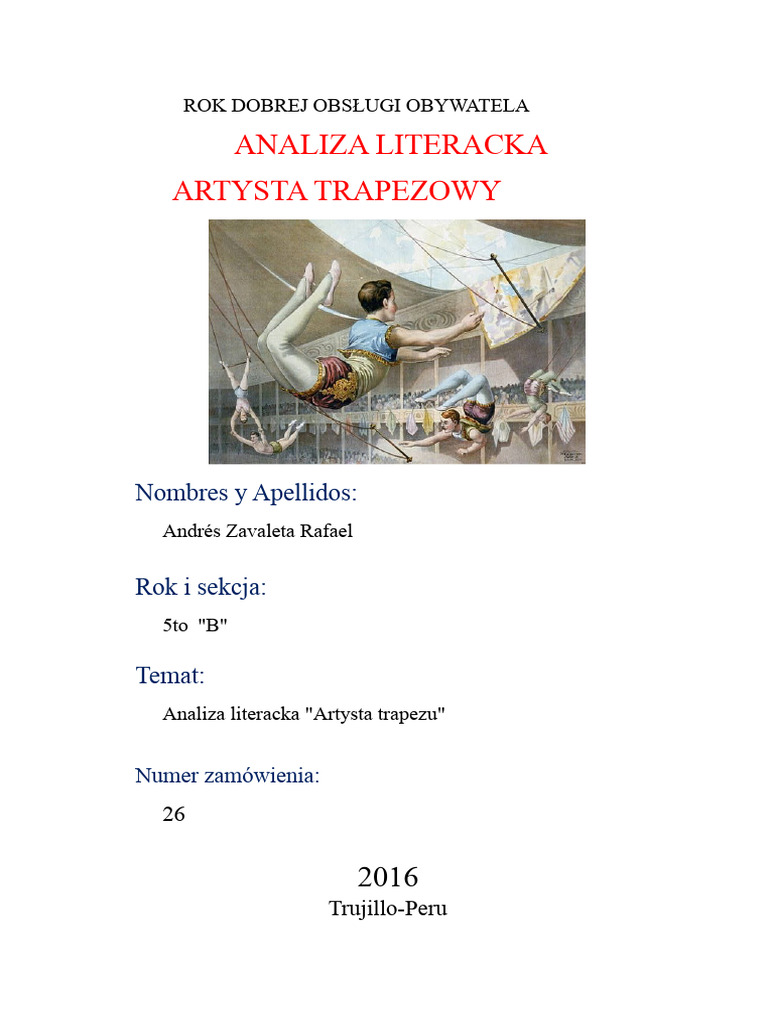 Analiza! Artysta Trapezu | PDF