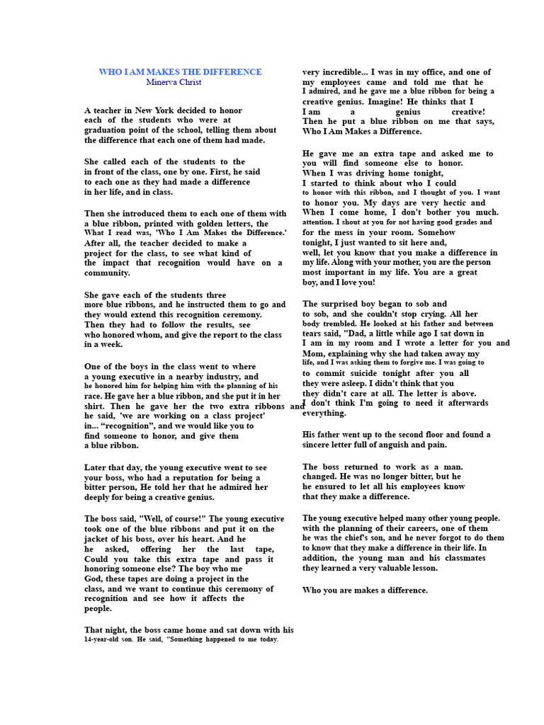 Who I Am Makes The Difference | PDF
