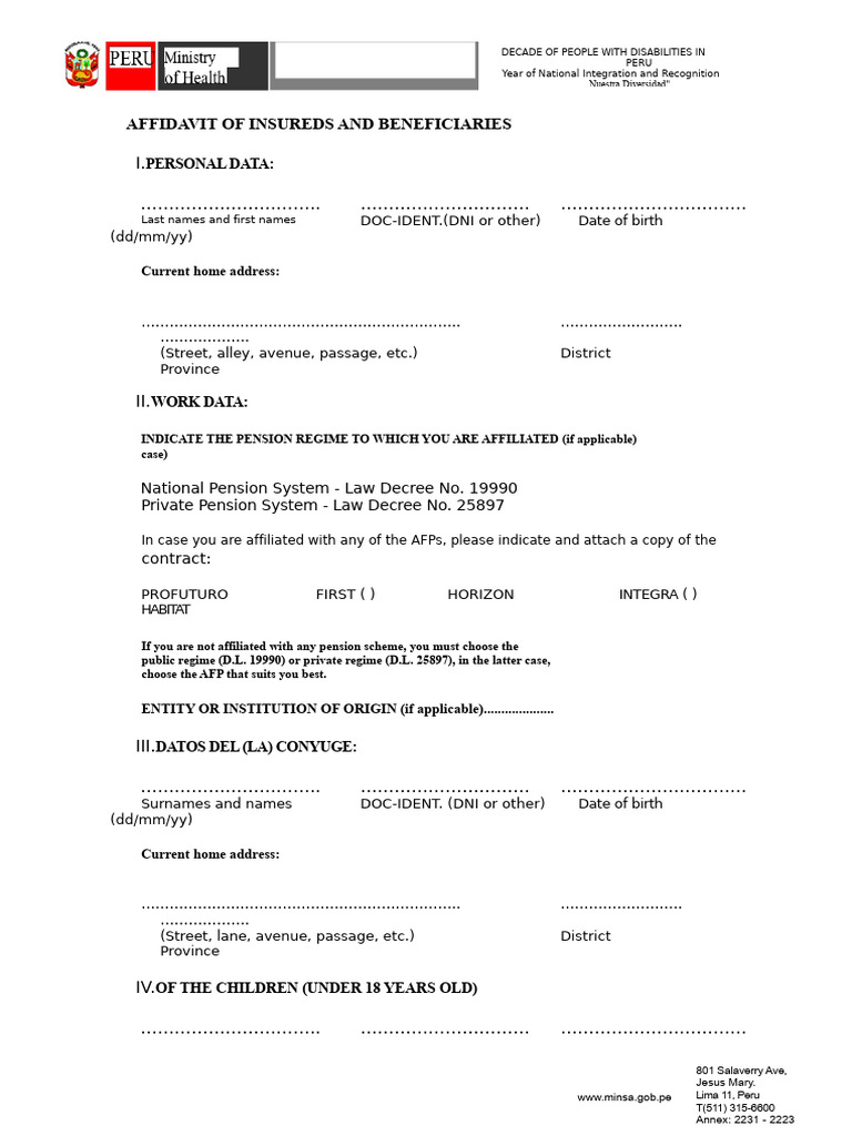 17 Affidavit of Insured Persons and Beneficiaries | PDF