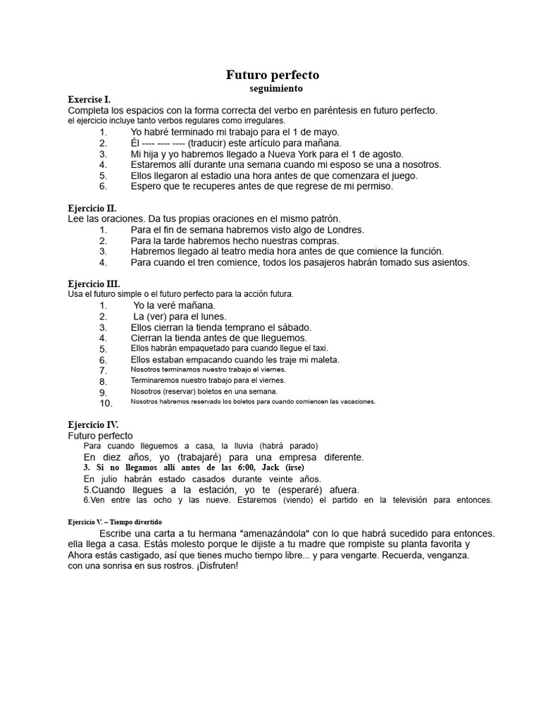 Futuro Perfecto 2 | PDF | Verbo