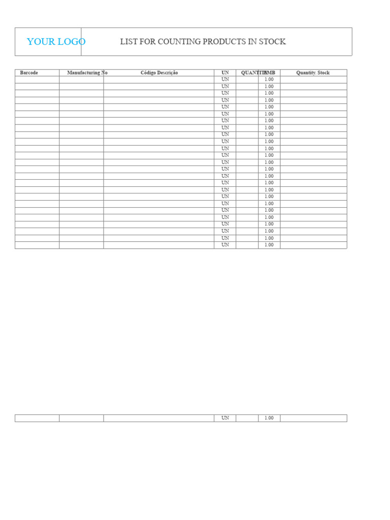 Inventory Counting Sheet in Excel | PDF