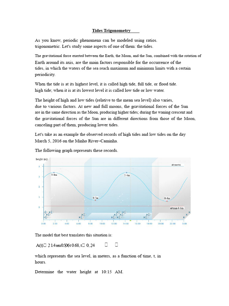 Tides and Fishing: Trigonometric Analysis | PDF | Tide