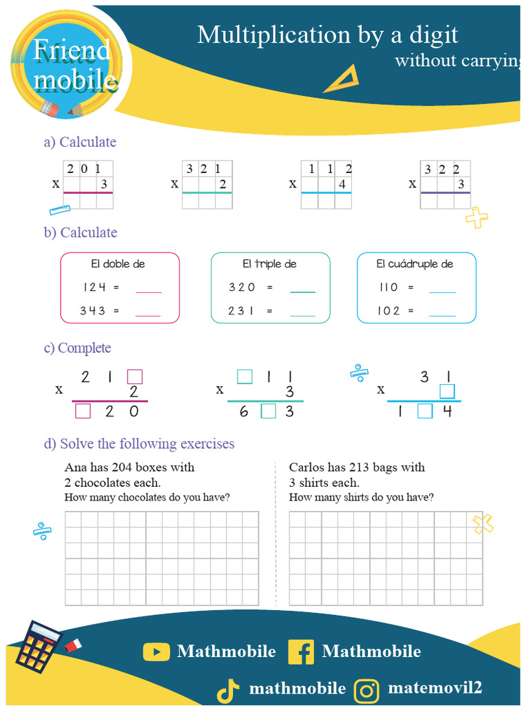 Multiplication by A Digit Without Carrying | PDF