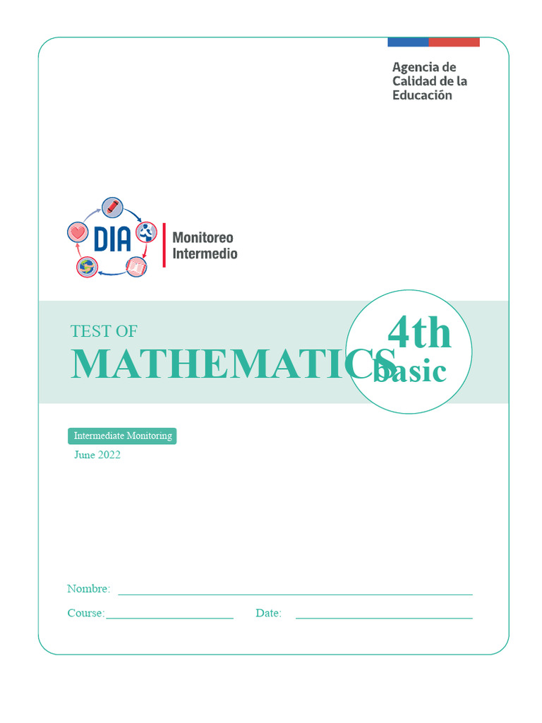 Mathematics Test Monitoring 2022 4TH GRADE | PDF | Multiple Choice